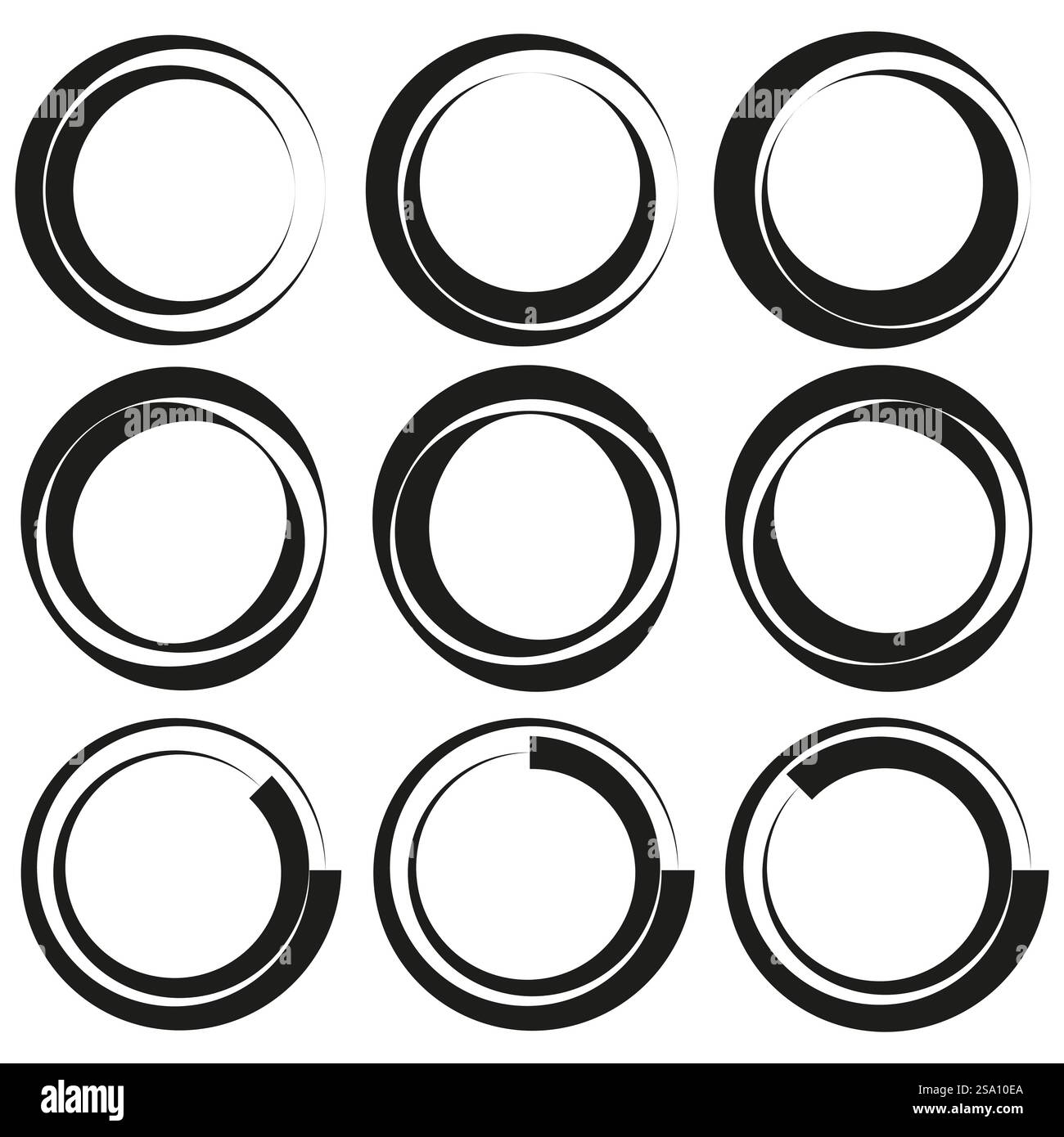 Circle swirl icons. Abstract ring shapes. Vector circle set. Geometric loop motif Stock Vector ...