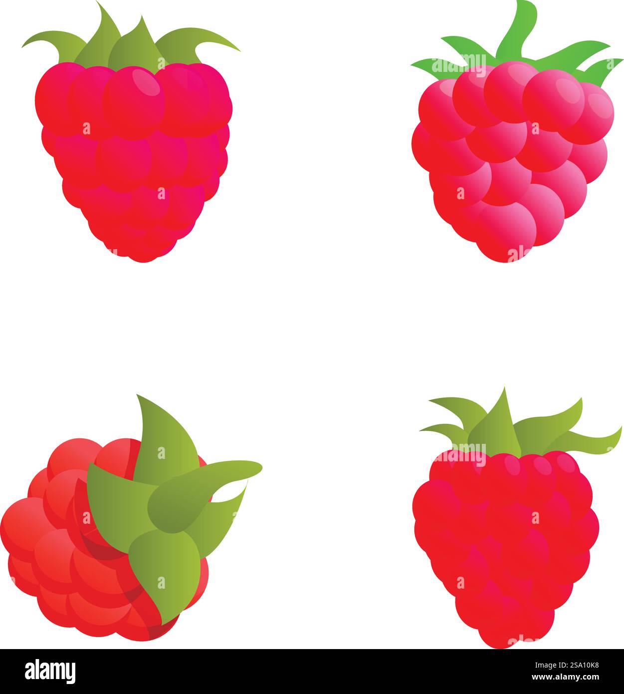 Raspberry icons set cartoon vector. Fresh organic berry. Healthy food ...