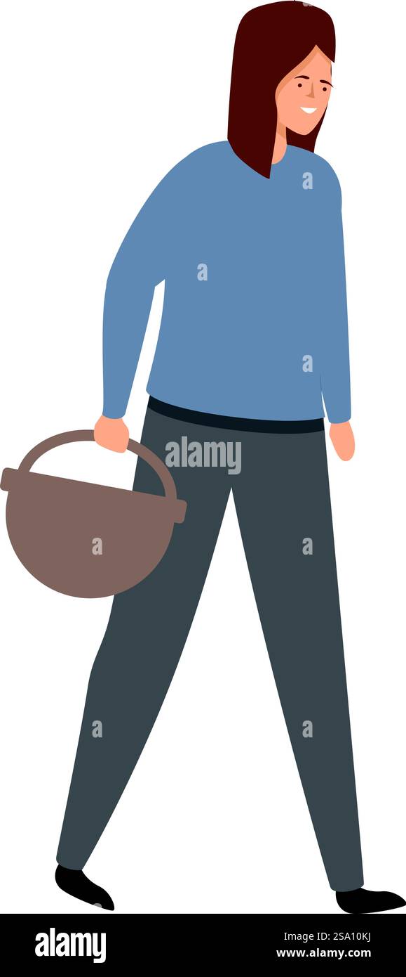 Cute mushroom picker icon cartoon vector. Funny fall vacation. Cute ...