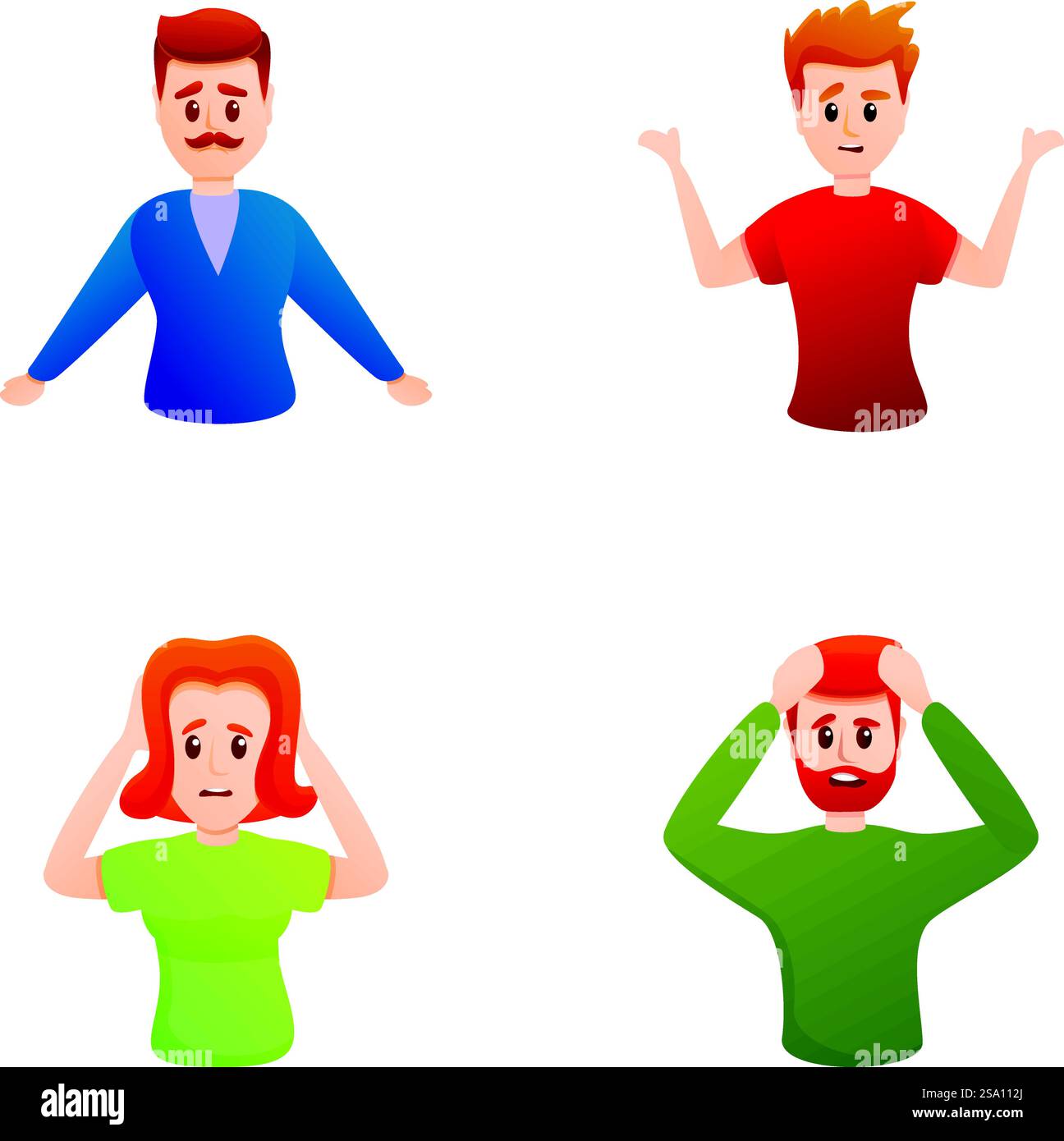 Confusion emotion icons set cartoon vector. People with emotion of ...
