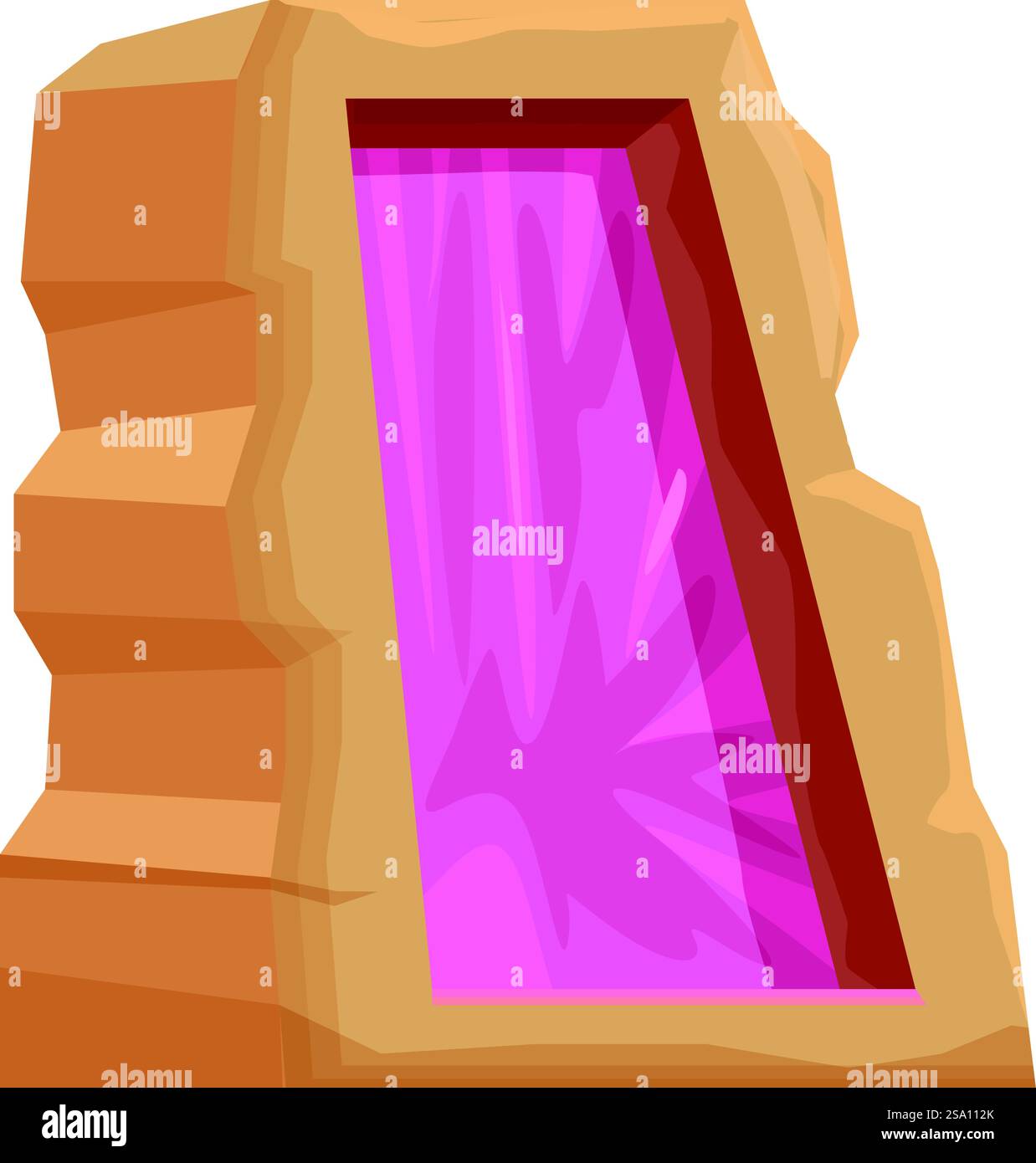 Pink desert portal icon cartoon vector. Fantasy gate. Medieval rock ...