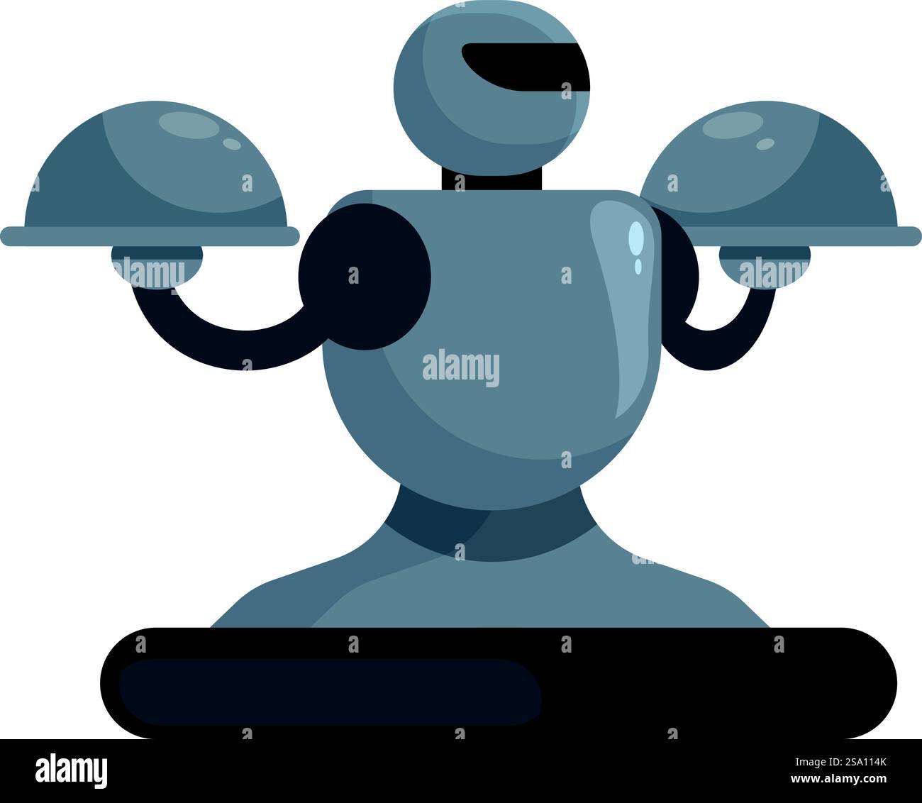 Domestic robot waiter icon cartoon vector. Plate server. Automation ...