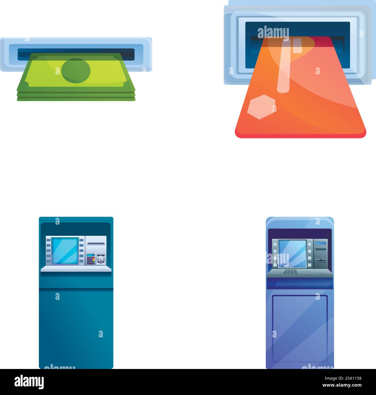 Atm machine icons set cartoon vector cash machine hi-res stock ...
