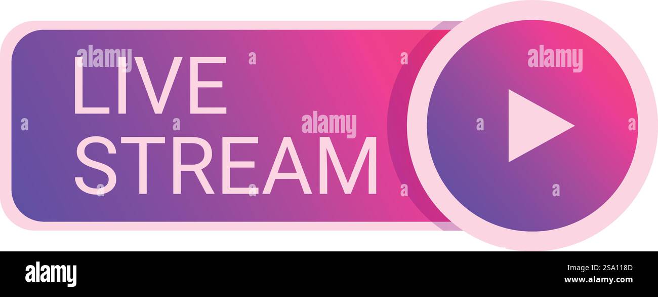 Live stream play button icon cartoon vector. Livestream time. Internet ...