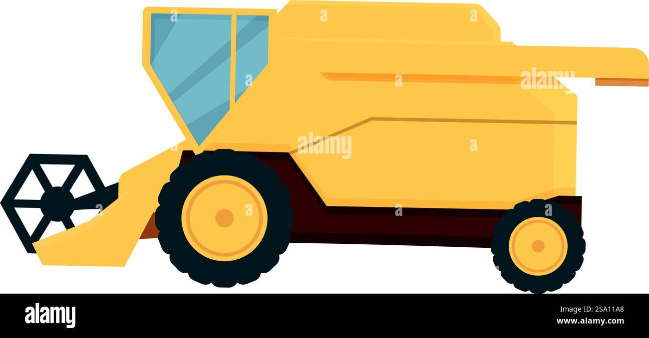 Combine harvester area icon cartoon vector. Rural machine. Village ...