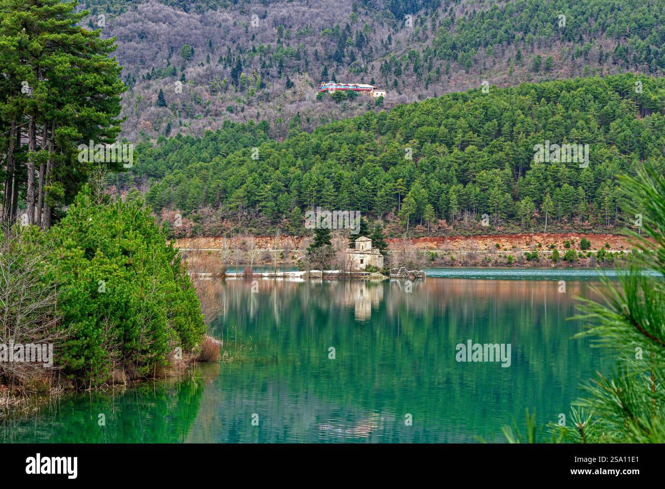 Lake Doxa, Greece: A breathtaking reservoir surrounded by lush pine ...