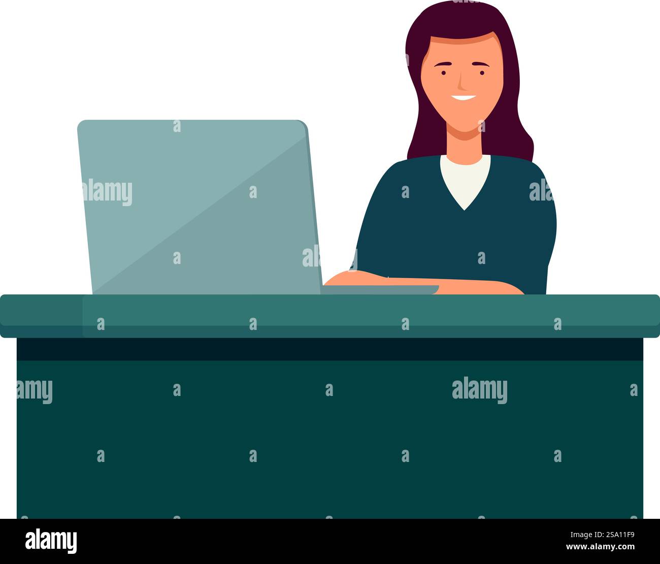 Manager home girl remote control icon cartoon vector. Office lady ...