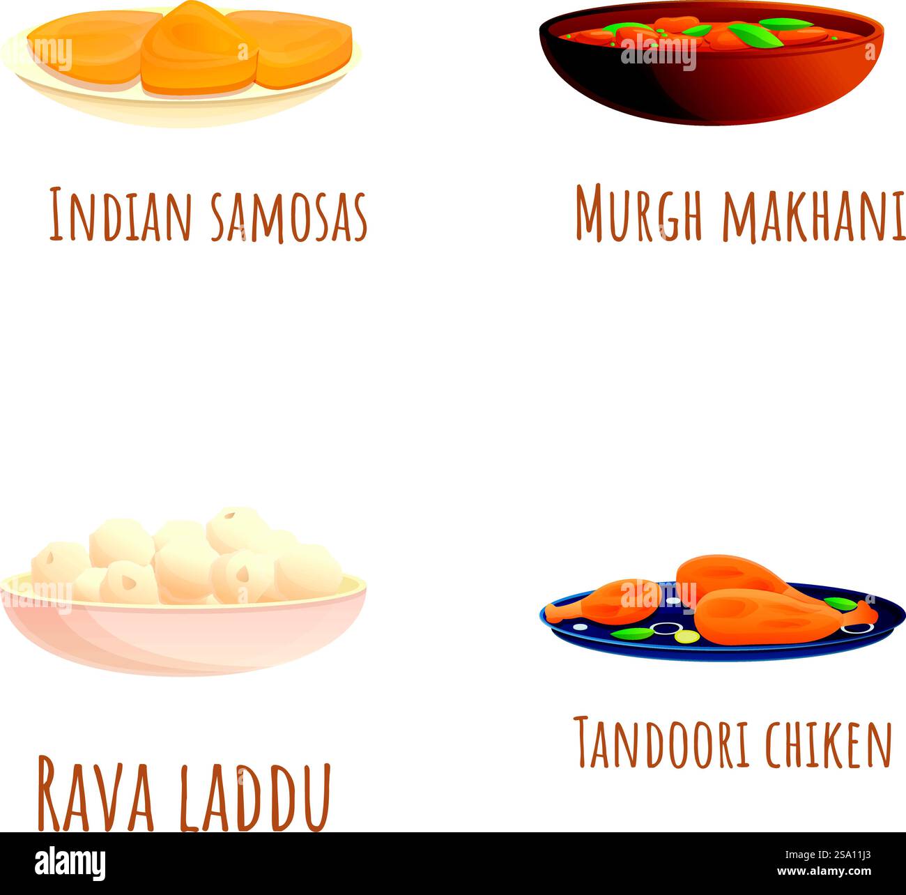 Indian cuisine icons set cartoon vector. Traditional indian meal. Asian ...