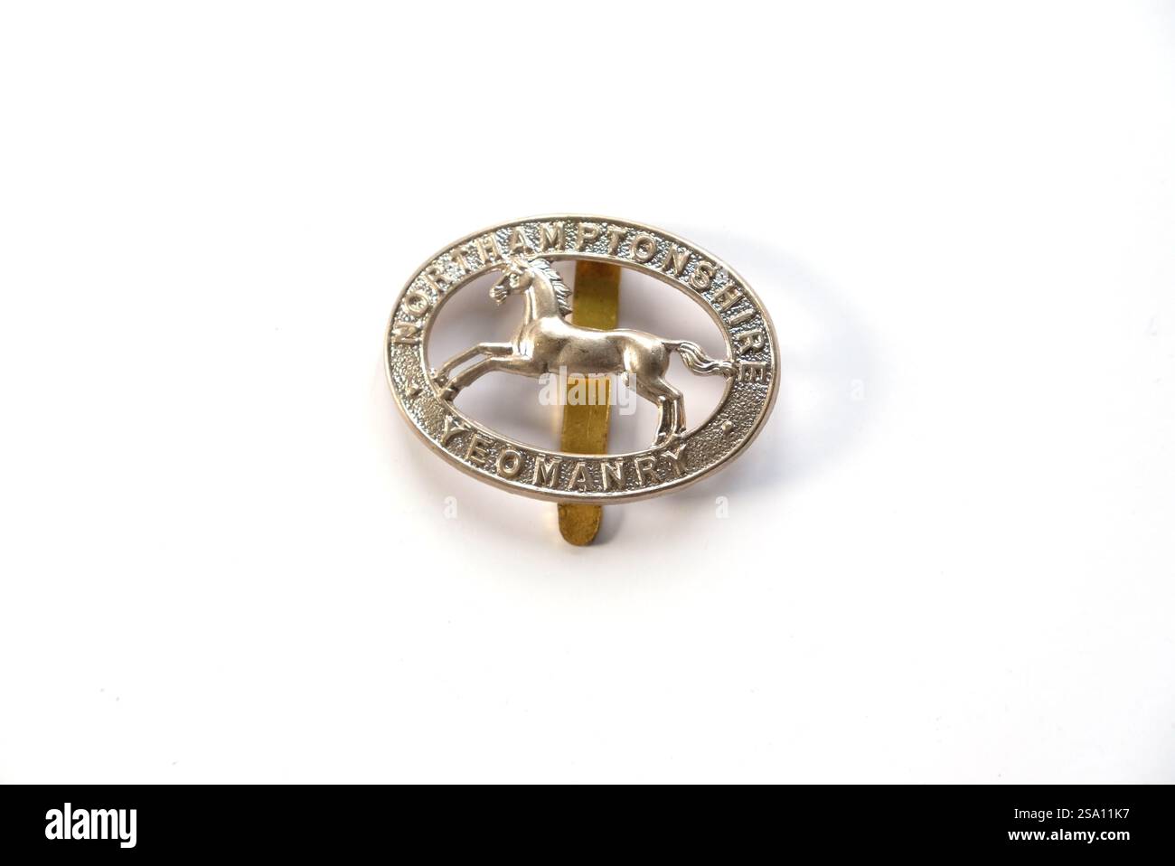 British army cap badge from the Second World War. Northampton Yeomanry ...