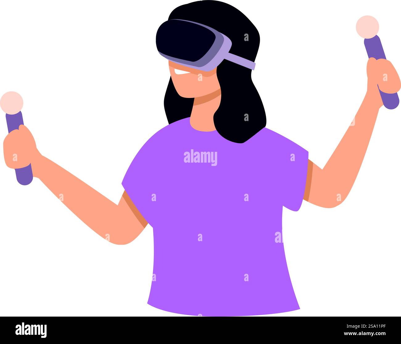 Girl 3d play icon cartoon vector. Vr headset game. Online internet ...
