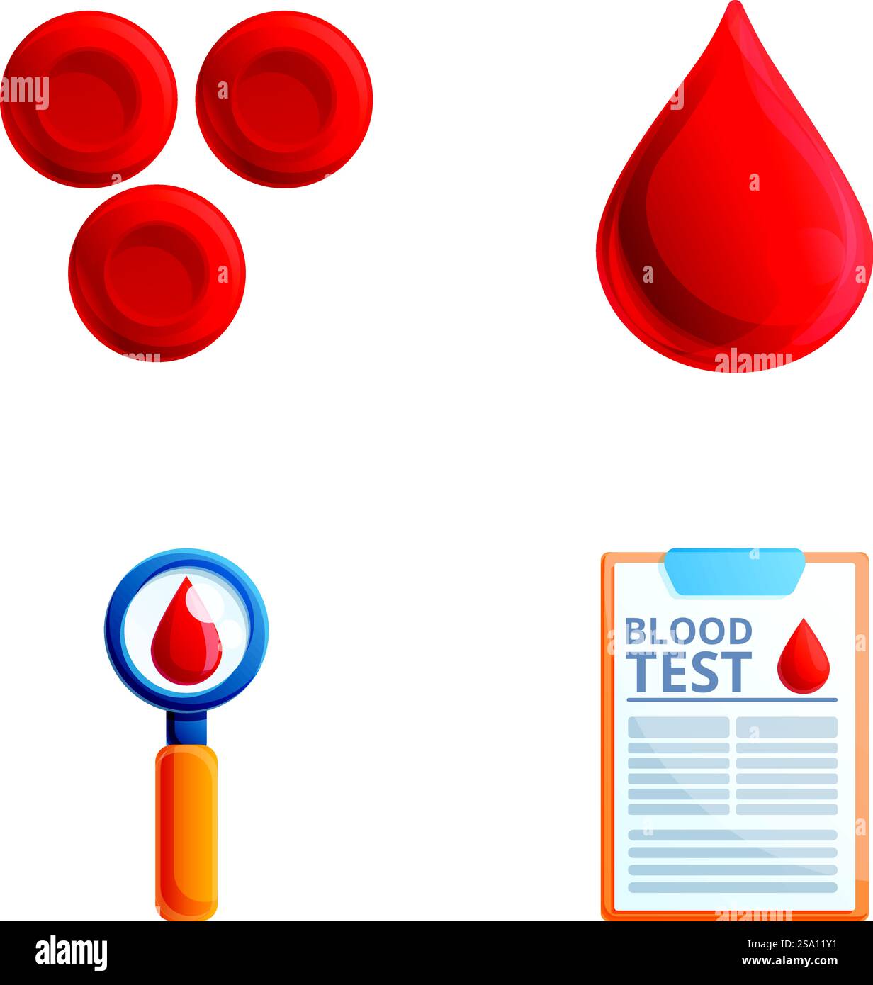 Blood analysis icons set cartoon vector. Donating blood for testing ...