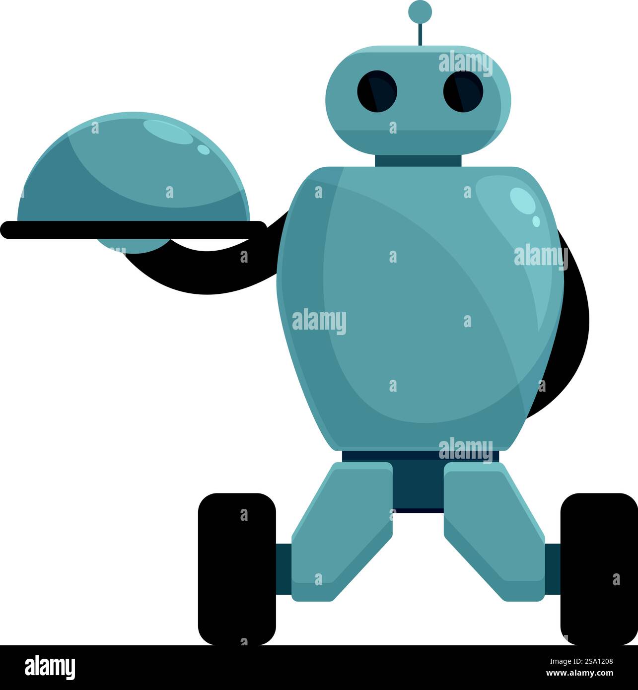 Cute robot waiter icon cartoon vector. Electronic chef service. Hotel ...
