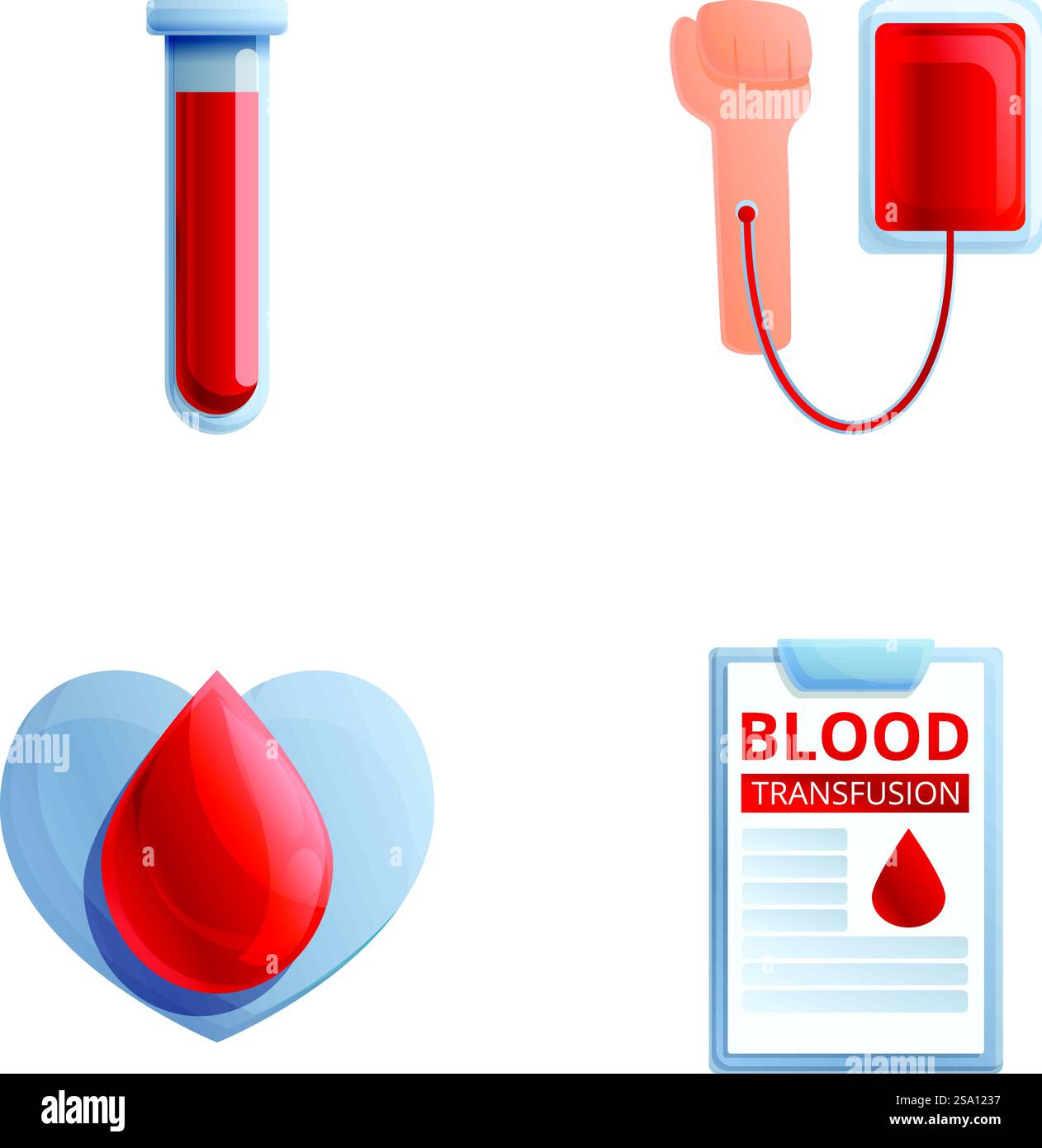 Donor day icons set cartoon vector. Human hand and medical blood bag ...