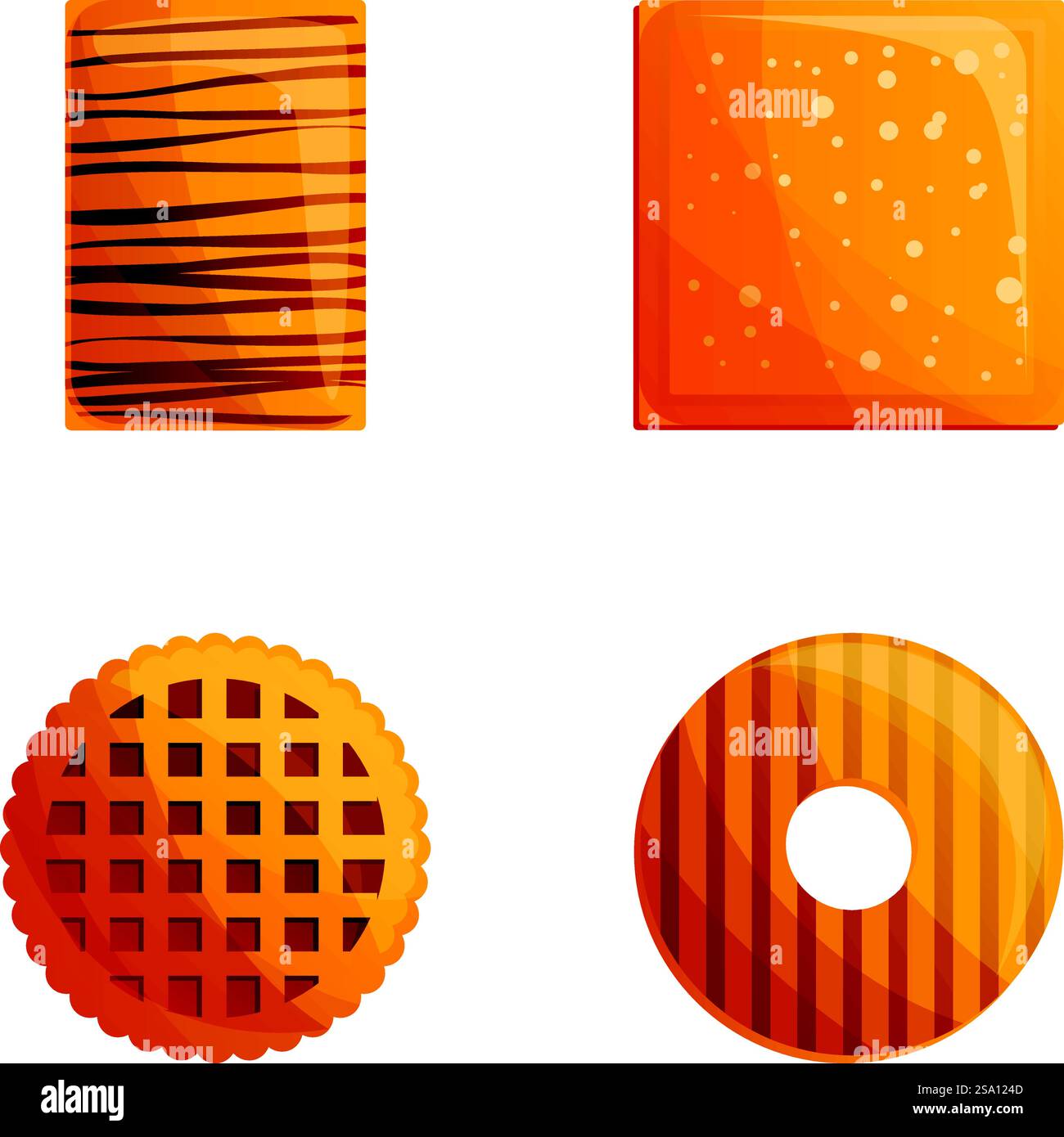 Biscuit baking icons set cartoon vector. Cookie. Sweet food. Biscuit ...