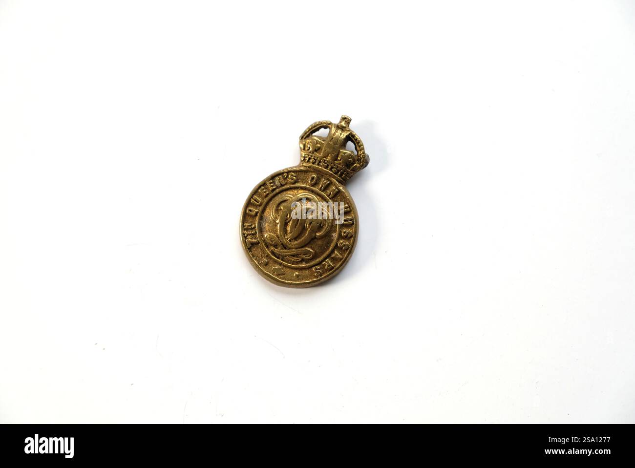 British army cap badge from the Second World War. Queen's Own Hussars ...