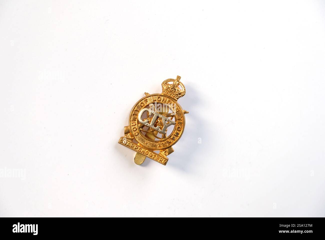 British army cap badge from the Second World War. County of London ...