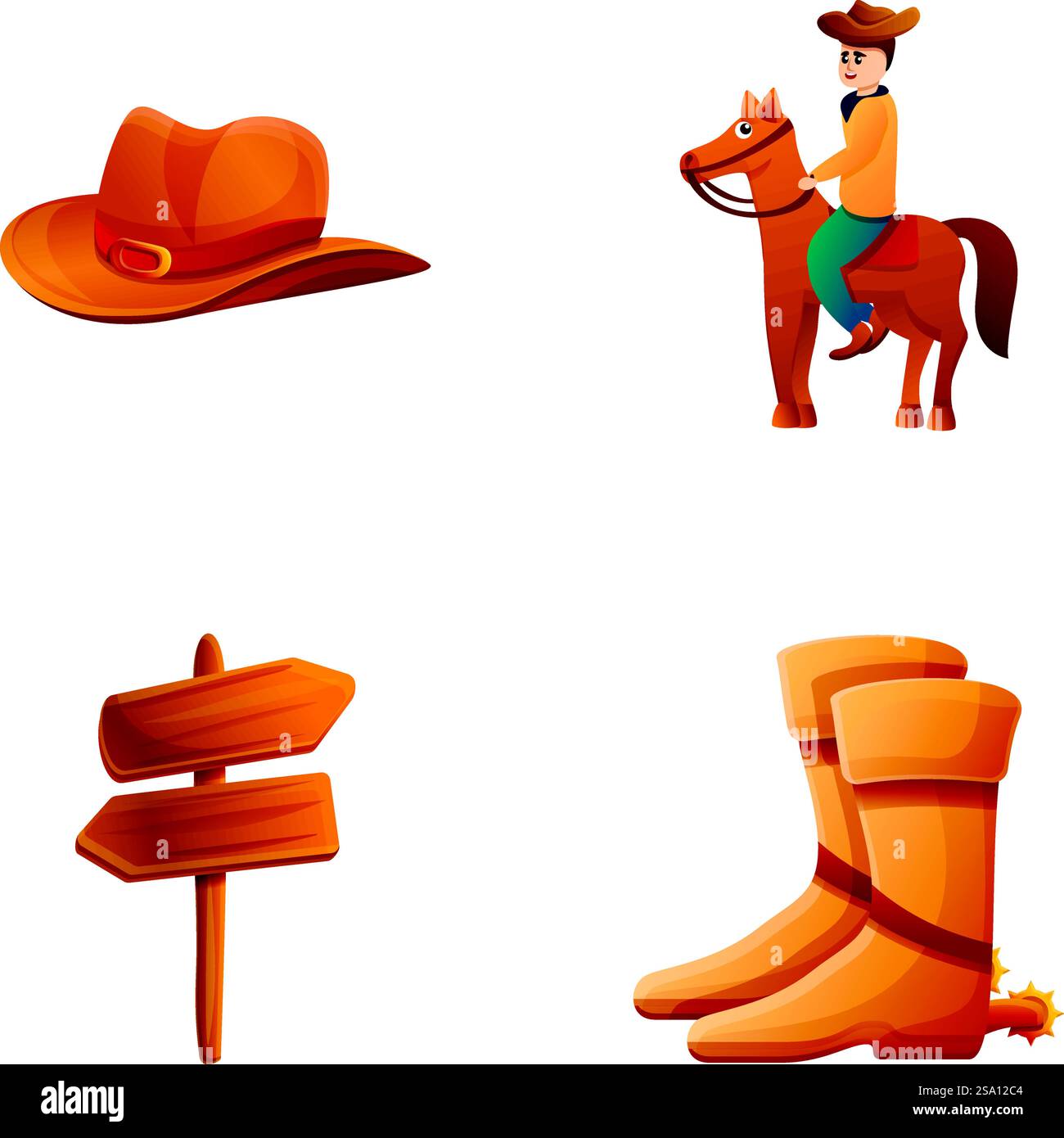 Cowboy character icons set cartoon vector. Wild west. American old west ...