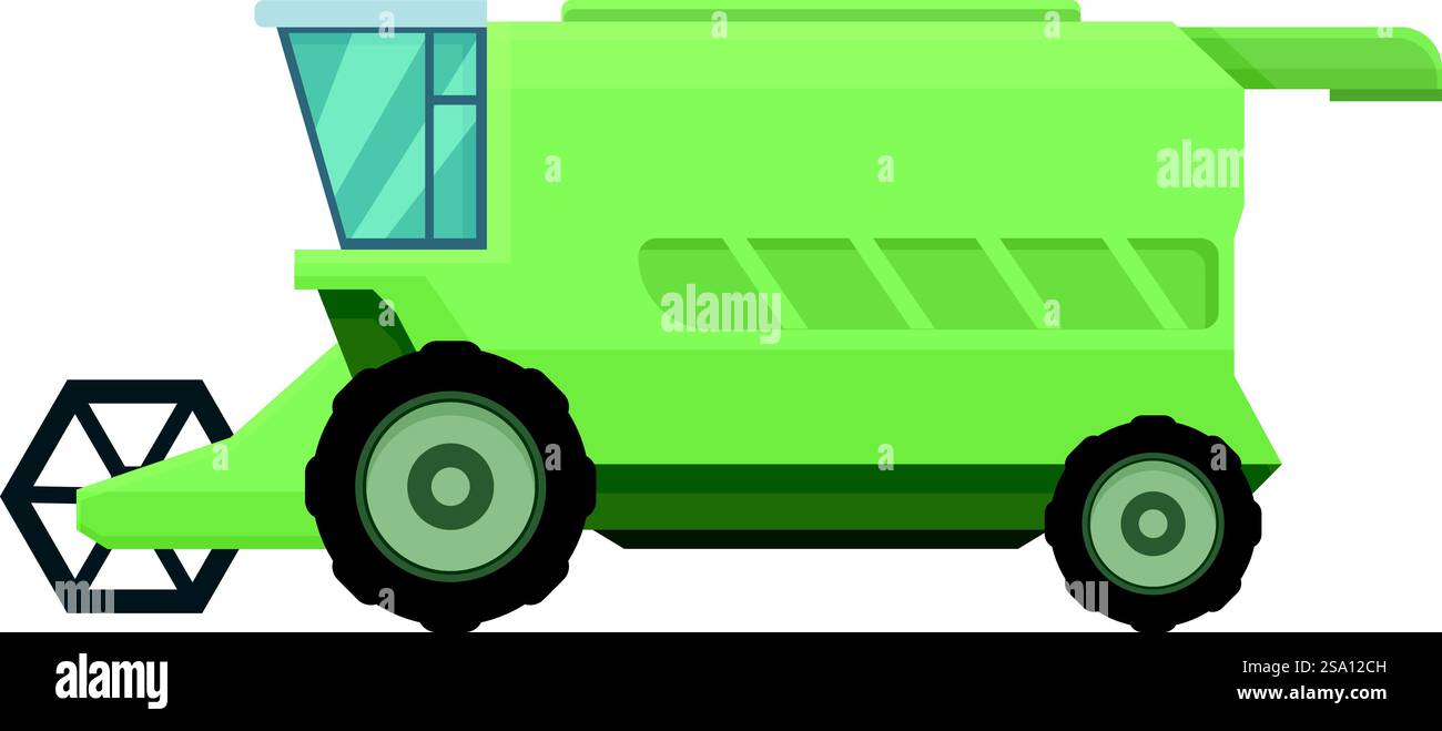 Green combine harvester icon cartoon vector. Farm vehicle. Business ...