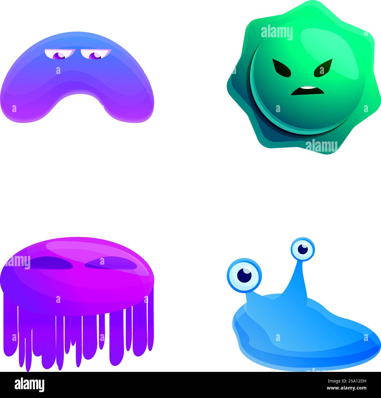 Cartoon bacterium icons set cartoon vector. Various colorful bacteria ...
