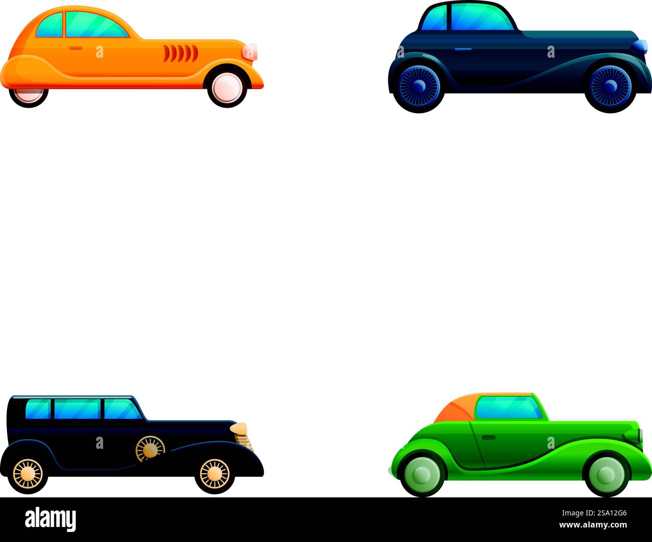 Vintage car icons set cartoon vector. Various retro automobile. Classic ...