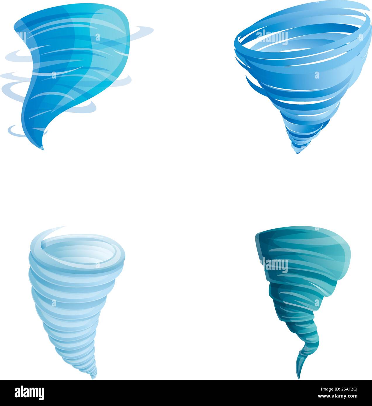 Waterspout icons set cartoon vector. Tornado, hurricane or storm ...