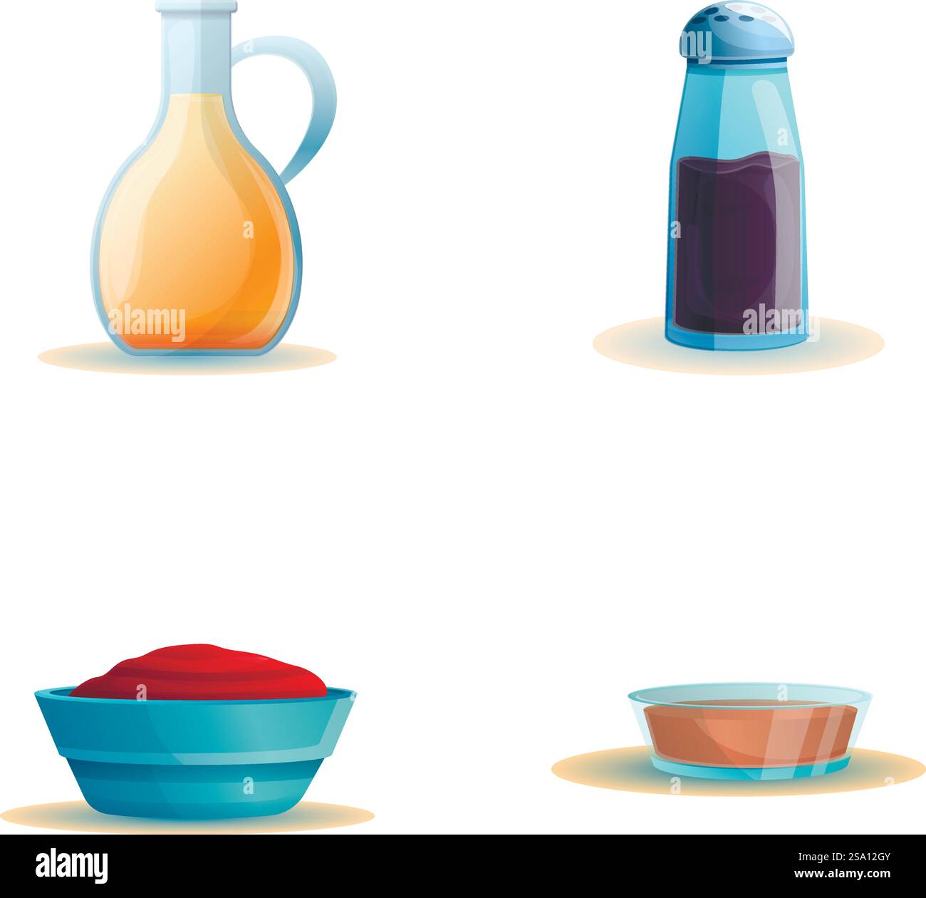 Sauce icons set cartoon vector. Various sauce and spice. Seasoning ...