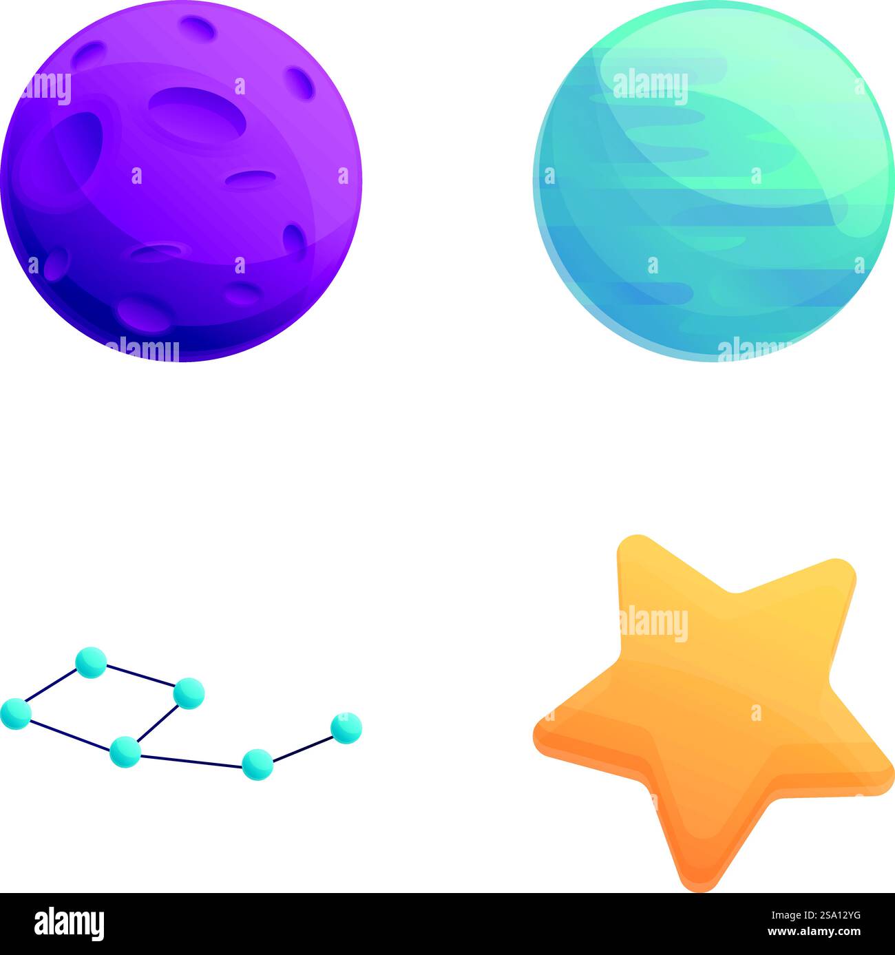 Space body icons set cartoon vector. Celestial body star and planet ...
