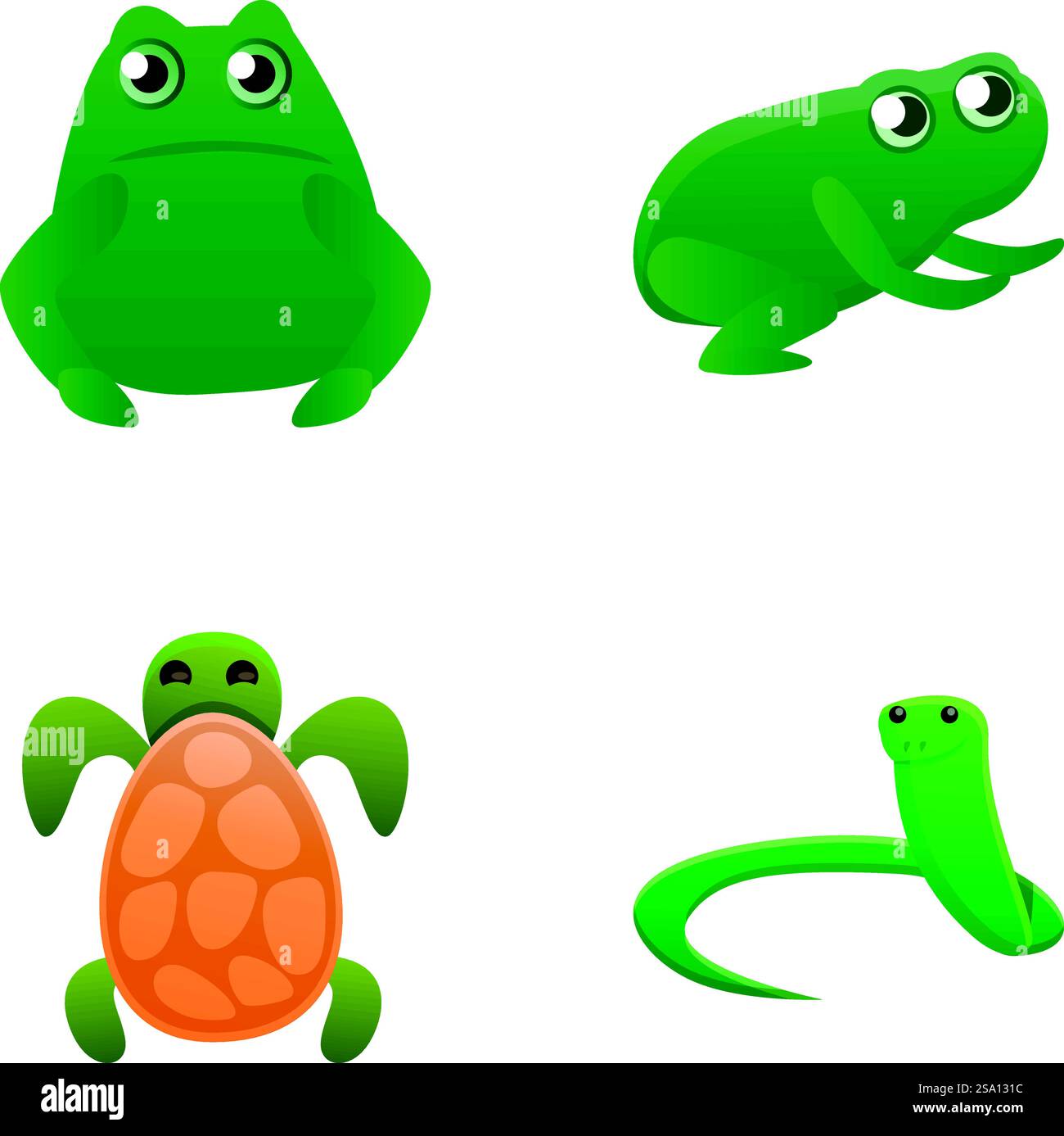 Reptile icons set cartoon vector. Tropical fauna. Wildlife and zoology ...