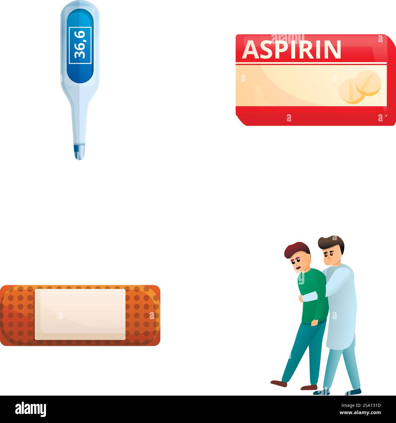 Medical care icons set cartoon vector. Doctor providing medical ...