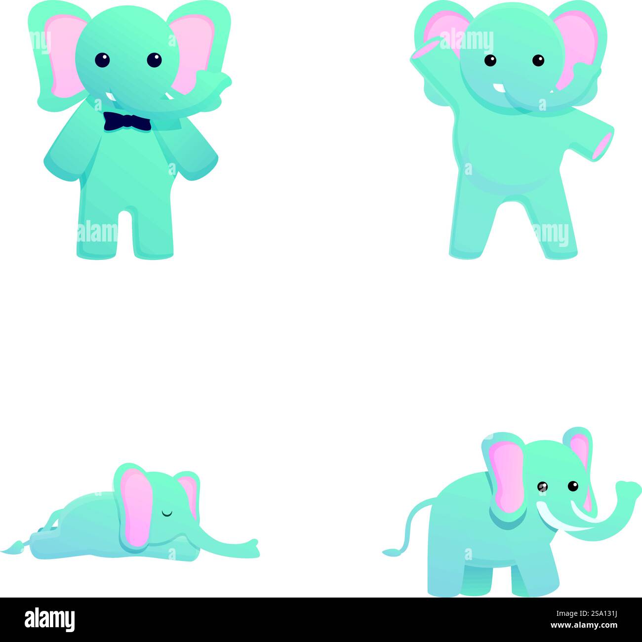 Baby elephant icons set cartoon vector. Cute elephant. Cartoon character. Baby elephant icons ...