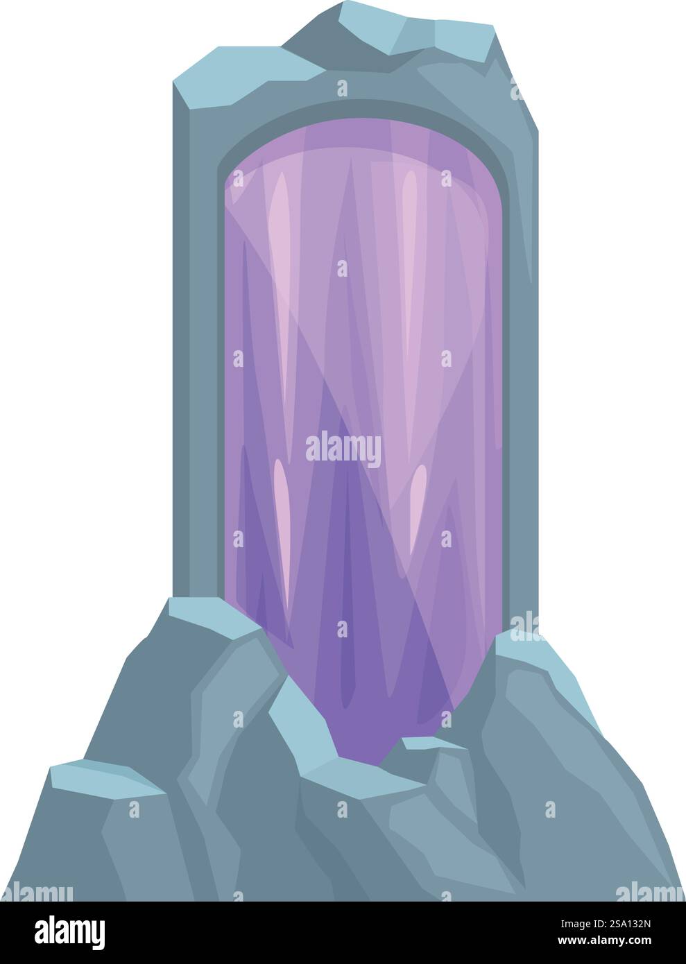 Purple rock portal game icon cartoon vector. Universe laser. Plasma ...