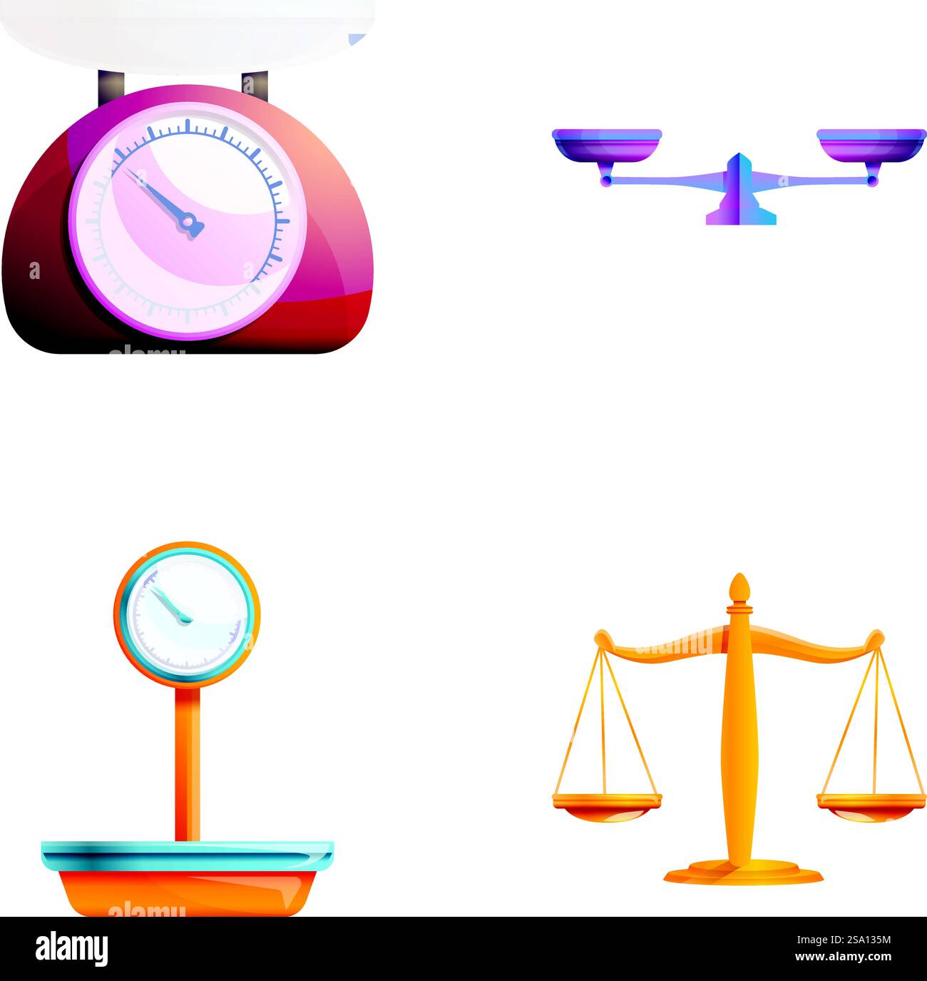 Various scale icons set cartoon vector. Industrial and manual scale ...