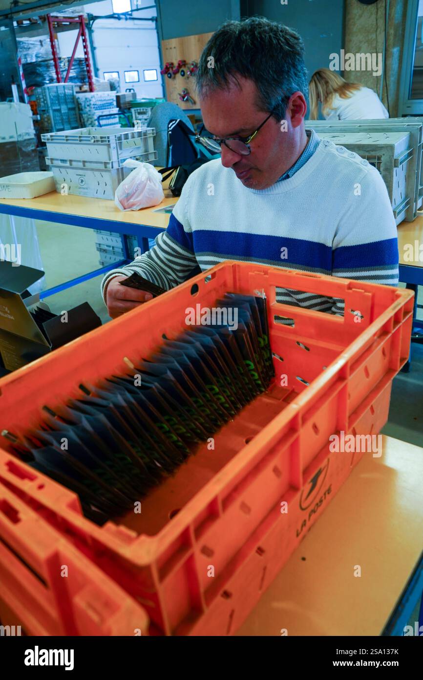 Disabled worker working in the ESAT product packaging workshop ...