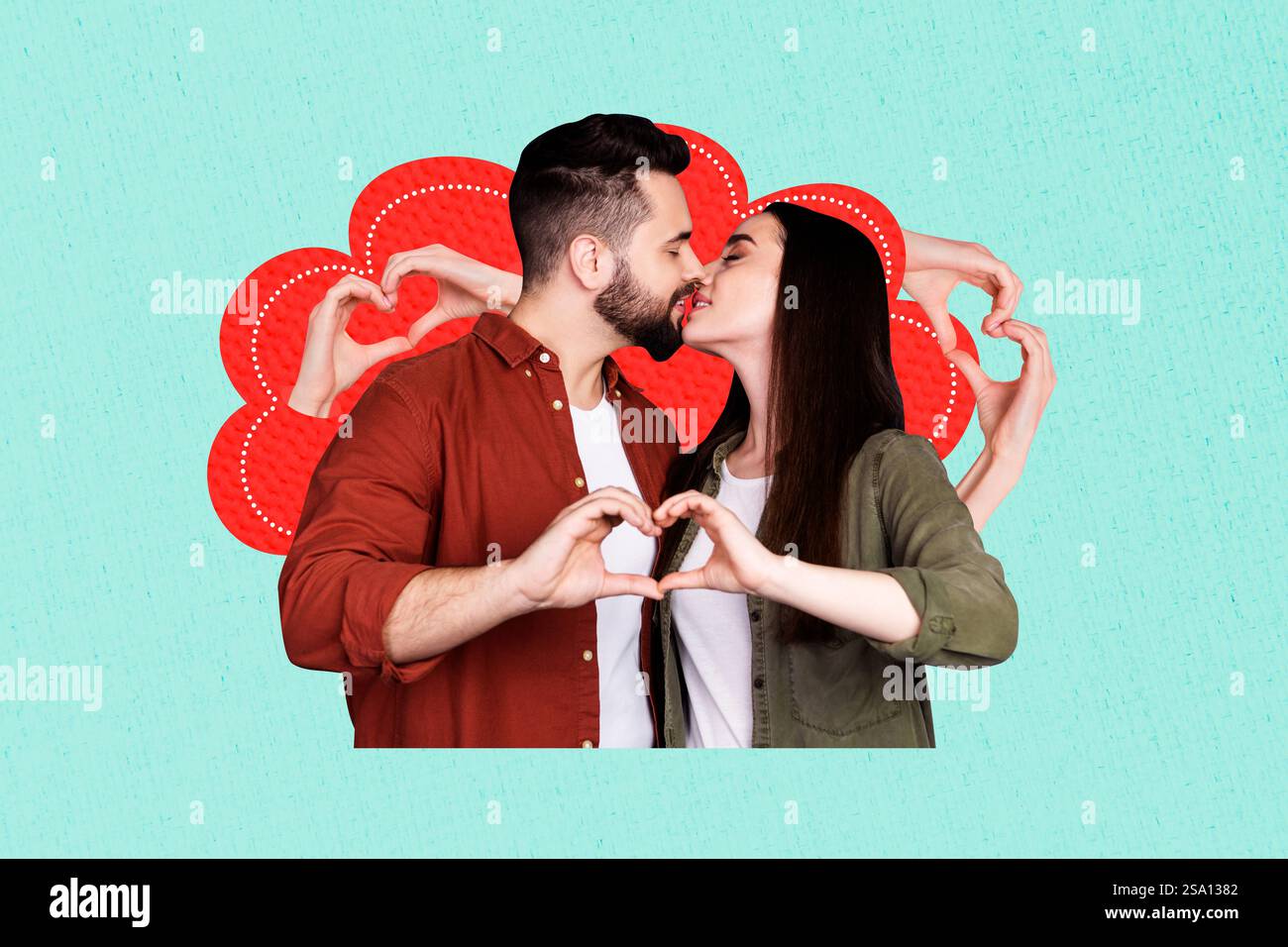 Composite trend artwork 3D sketch image photo collage of valentine love ...