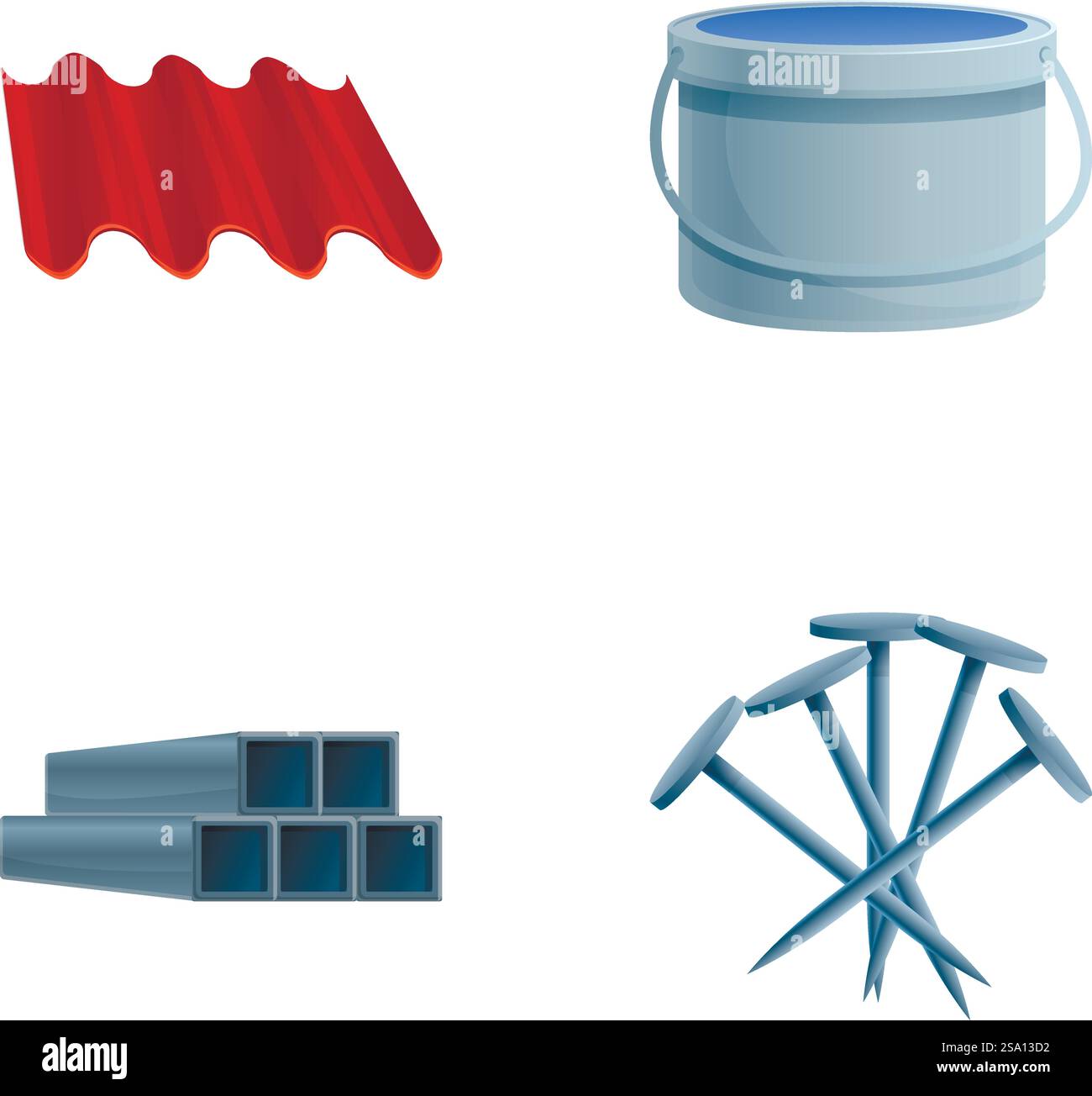 Repair material icons set cartoon vector. Industrial construction ...