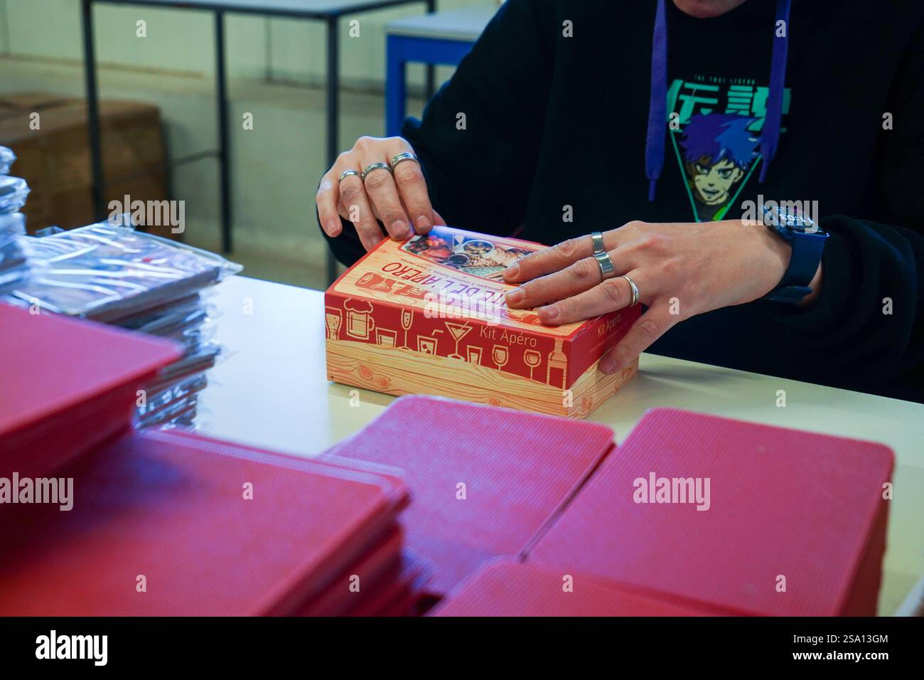 Disabled worker working in the ESAT product packaging workshop ...