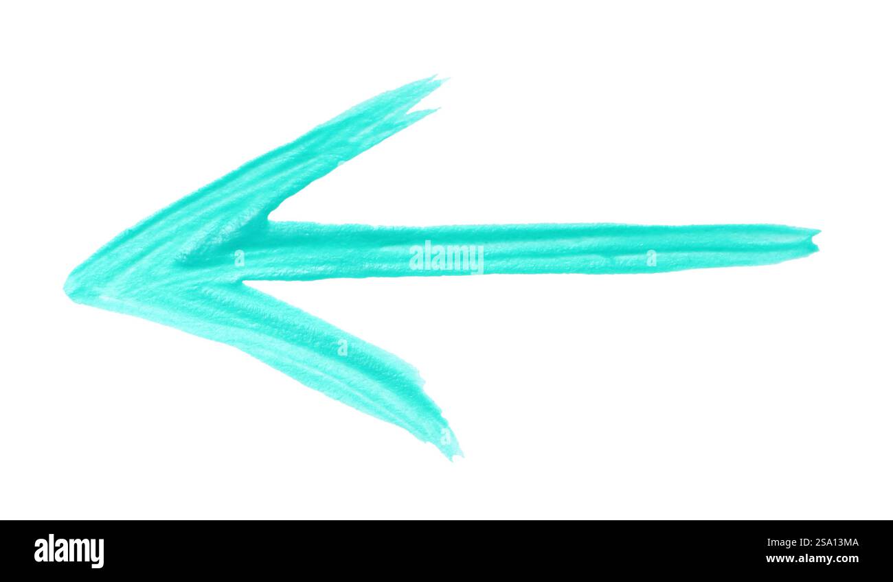 One turquoise drawn arrow isolated on white Stock Photo - Alamy