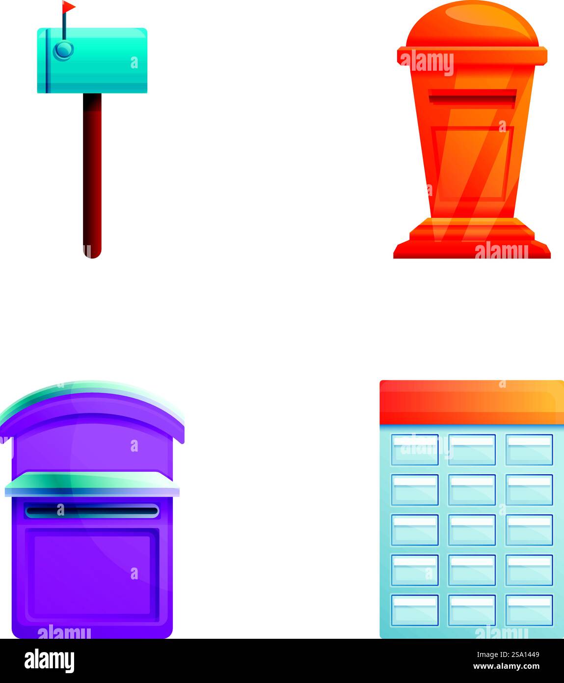 Letter box icons set cartoon vector. Letterbox, postbox, mailbox ...
