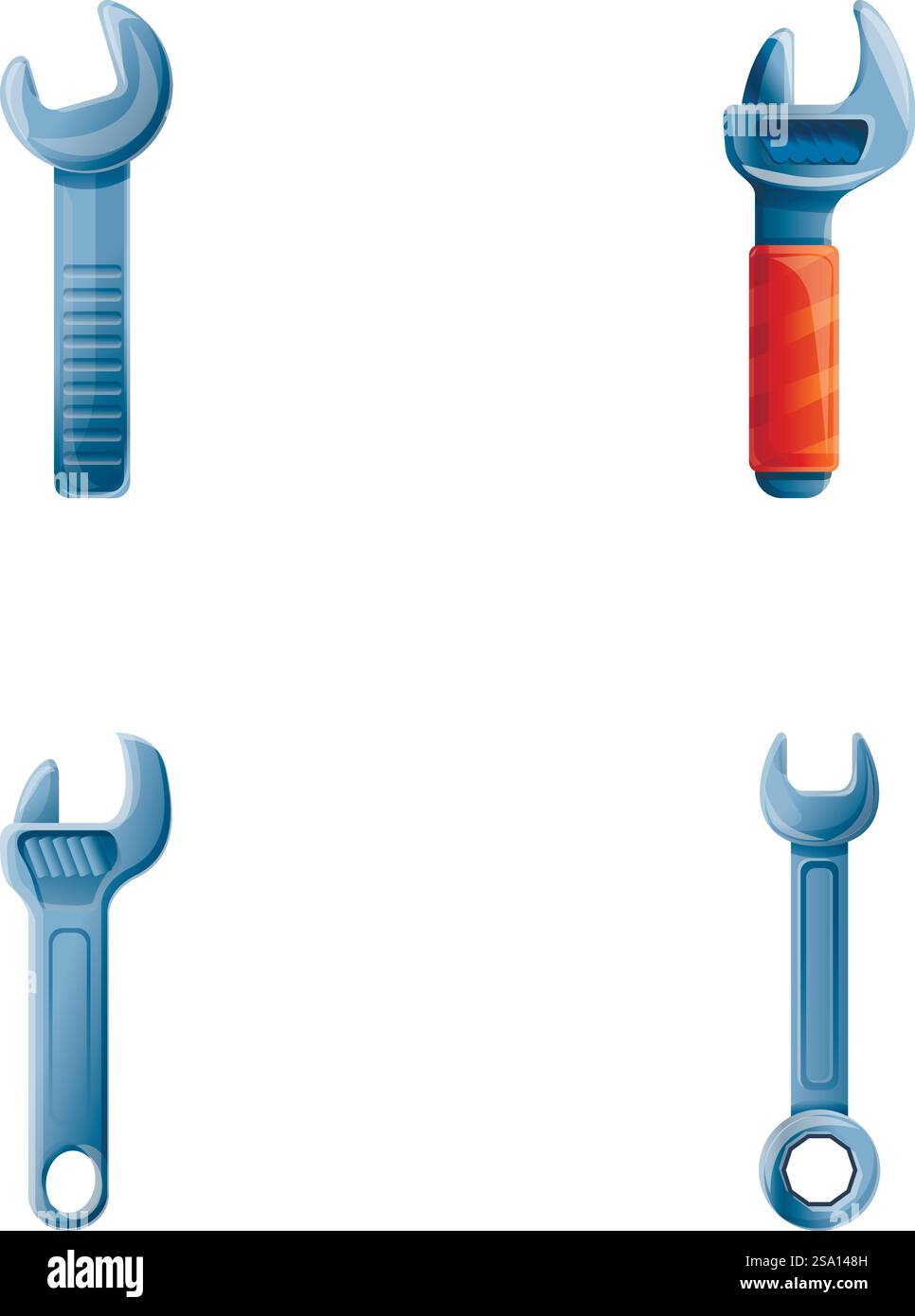 Various wrench icons set cartoon vector. Metal wrench. Maintenance ...