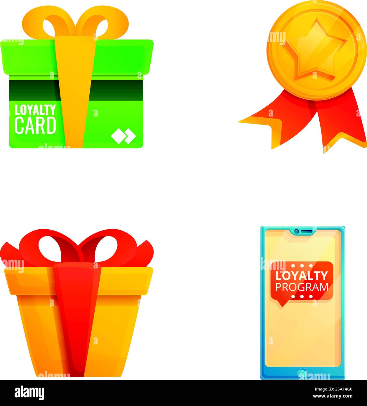 Loyalty program icons set cartoon vector medal hi-res stock photography ...