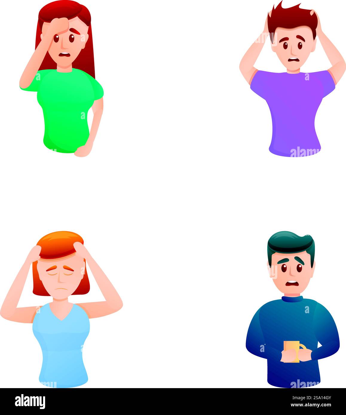 Human emotion icons set cartoon vector. People with emotion of ...