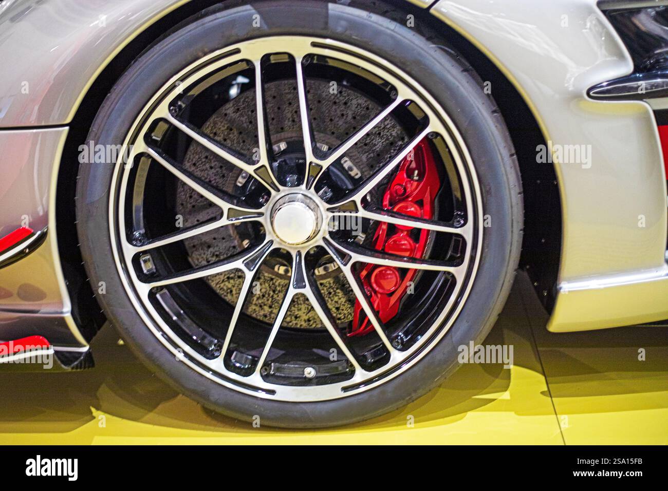 stylish racing car wheel close-up Stock Photo - Alamy