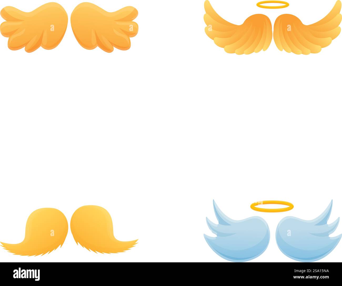 Angel symbol icons set cartoon vector. Various pair of wing with golden ...