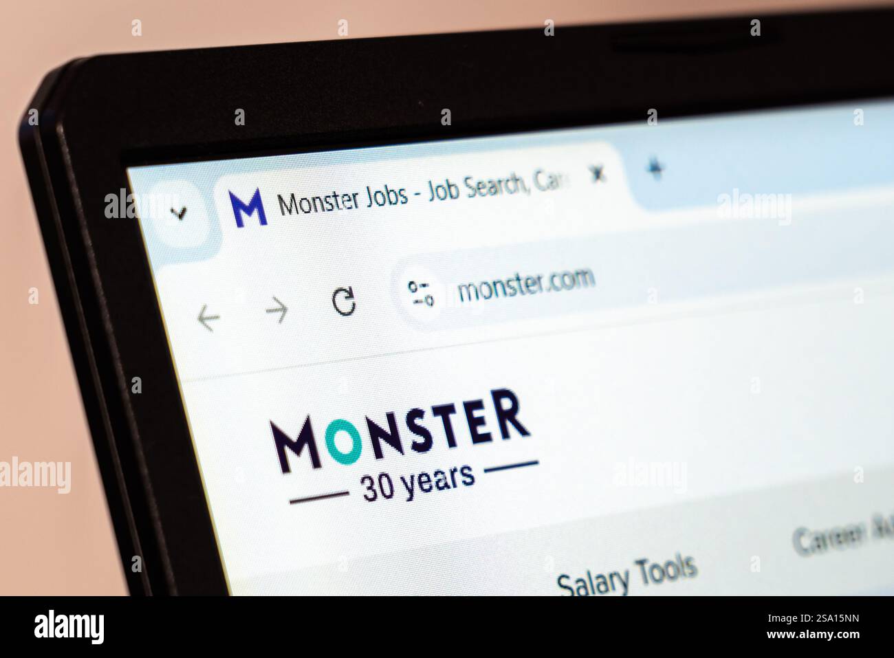 New York, USA - January 26, 2025: Monster website displayed on a laptop screen, showcasing job ...