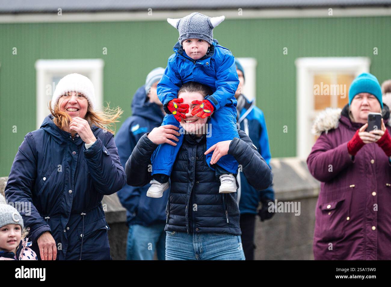 Lerwick, Scotland, 01.28.2025 Guizer Jarl Calum Grains leads with the ...