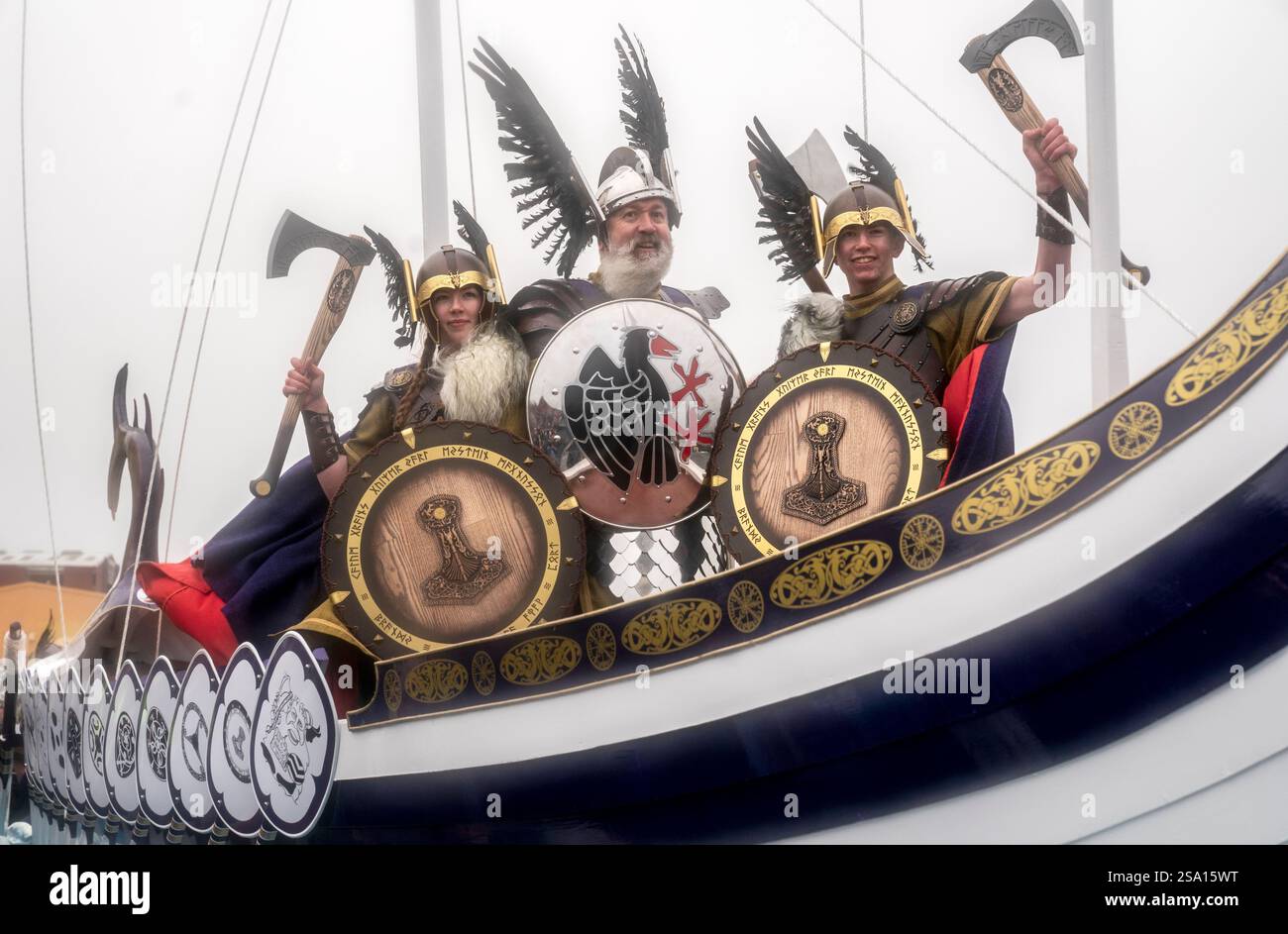 Guizer Jarl Calum Grains, leader of the Jarl Squad, with daughter ...