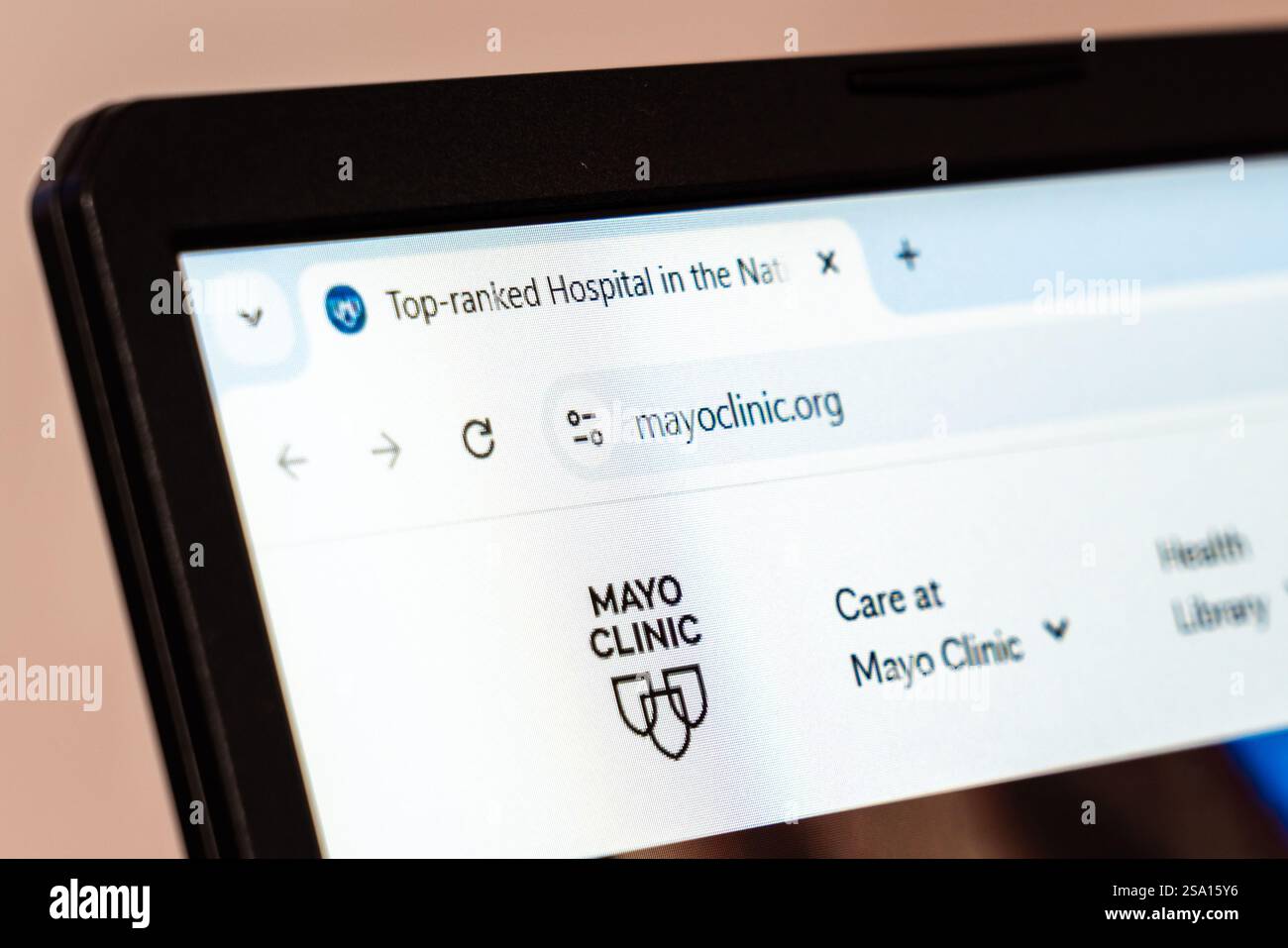 New York, USA - January 26, 2025: Mayo Clinic website displayed on a ...