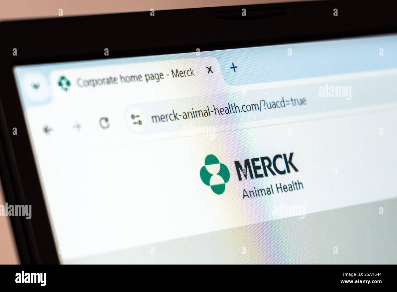 New York, USA - January 26, 2025: Merck Animal Health website displayed ...