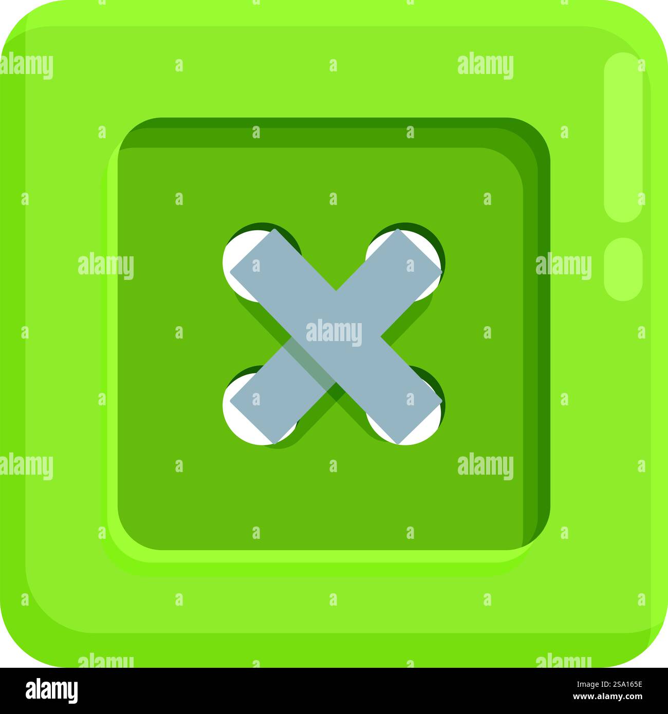 Green lime button icon cartoon vector. Textile fabric. Art plastic hole ...