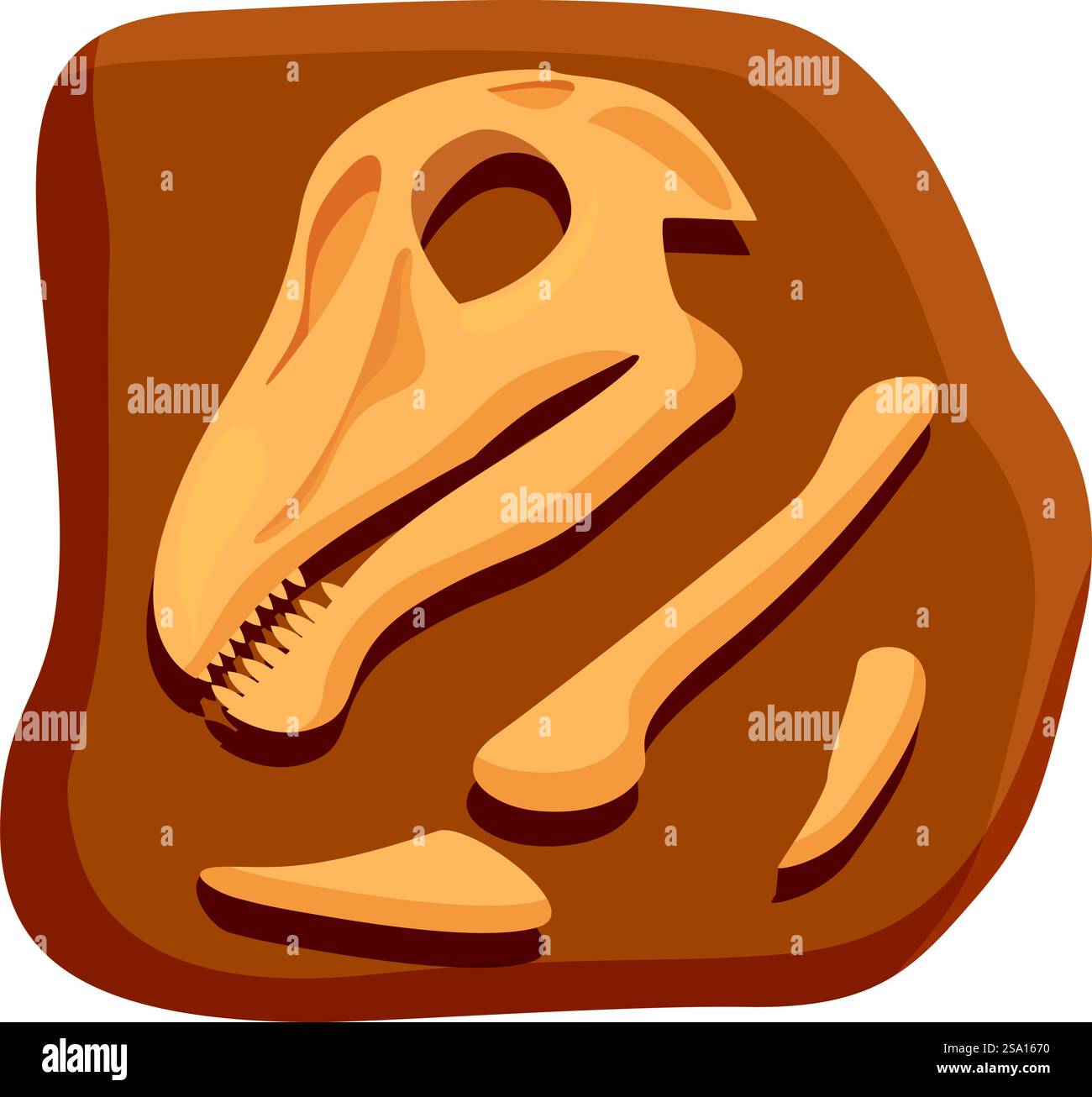 Head bones dinosaur icon cartoon vector. Stone fossil. Nature mud layer ...